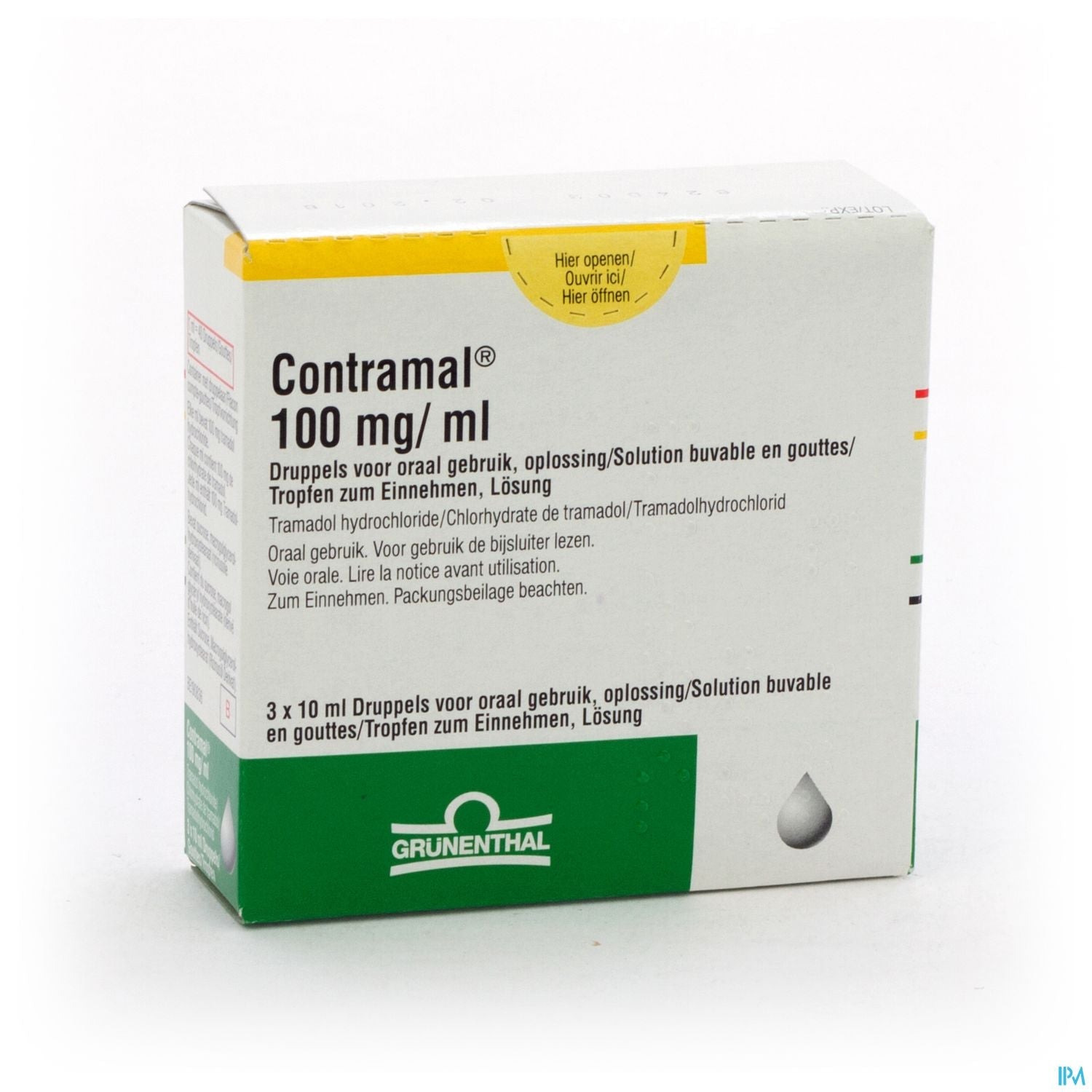 Contramal 100mg/ml | 3 druppelflesjes van 10 ml | Pijnstiller – BENU