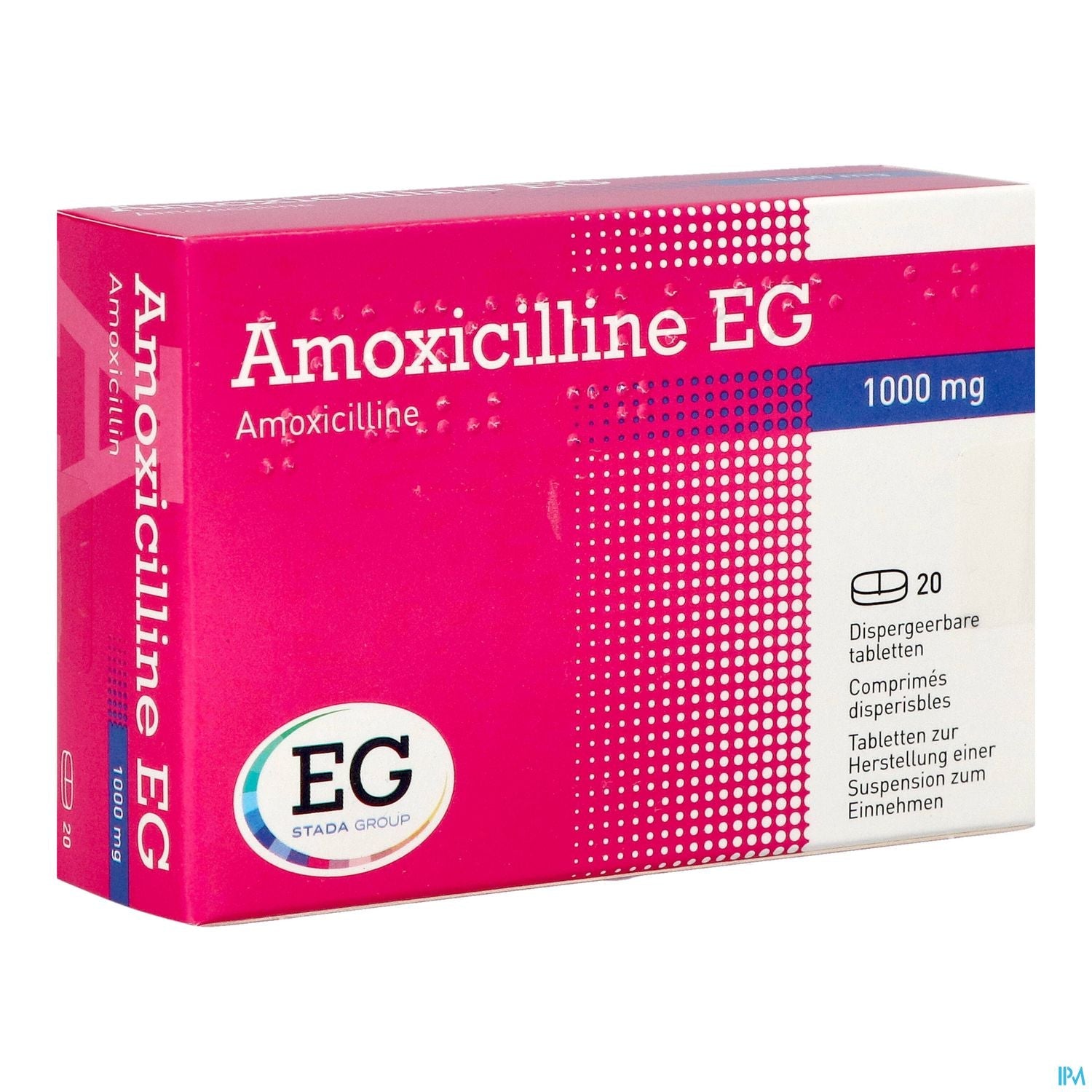 Amoxicilline EG 1000mg | 20 dispergeerbare tabletten | Antibiotica – BENU