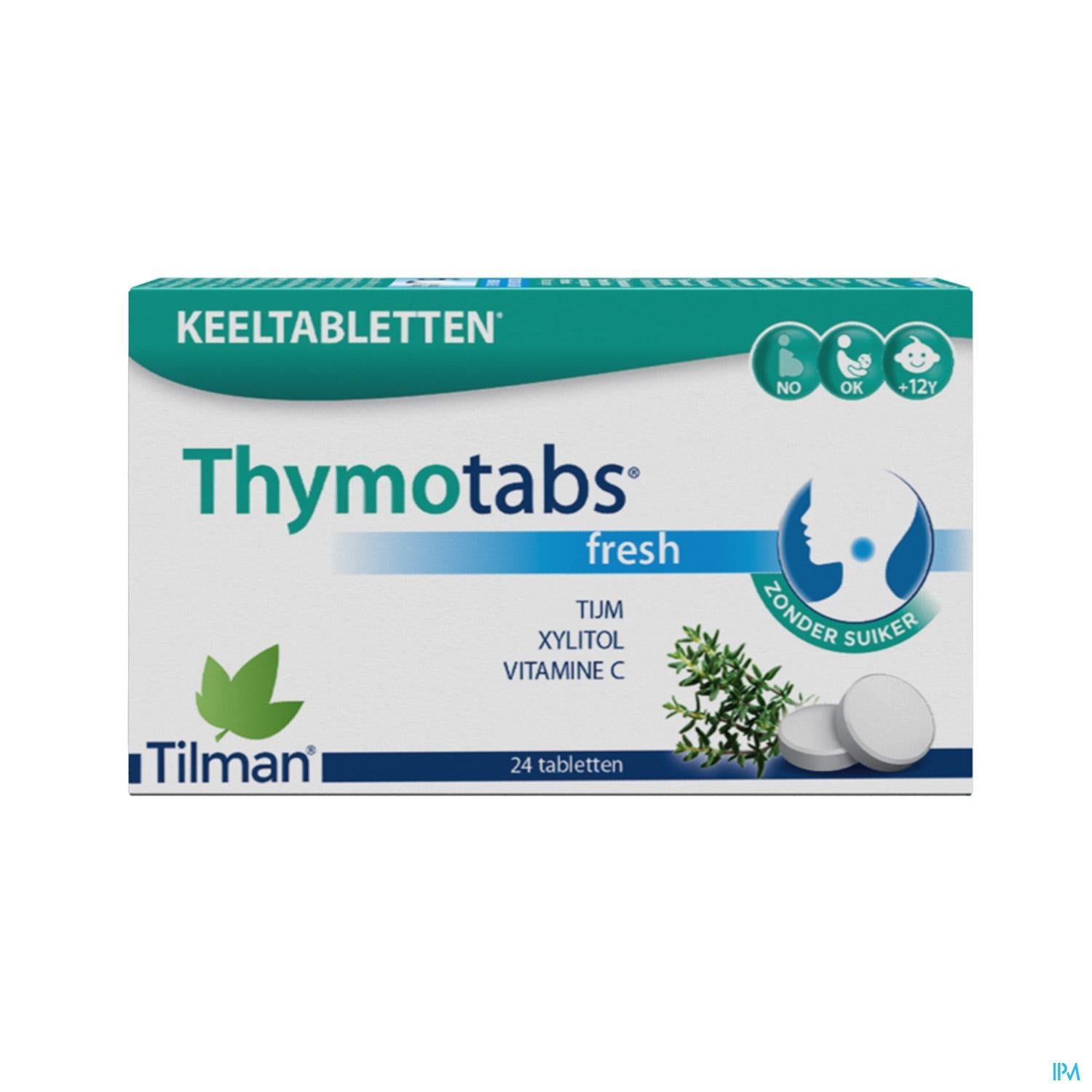 Thymotabs Fresh | 24 zuigtabletten | Keelpijn – BENU